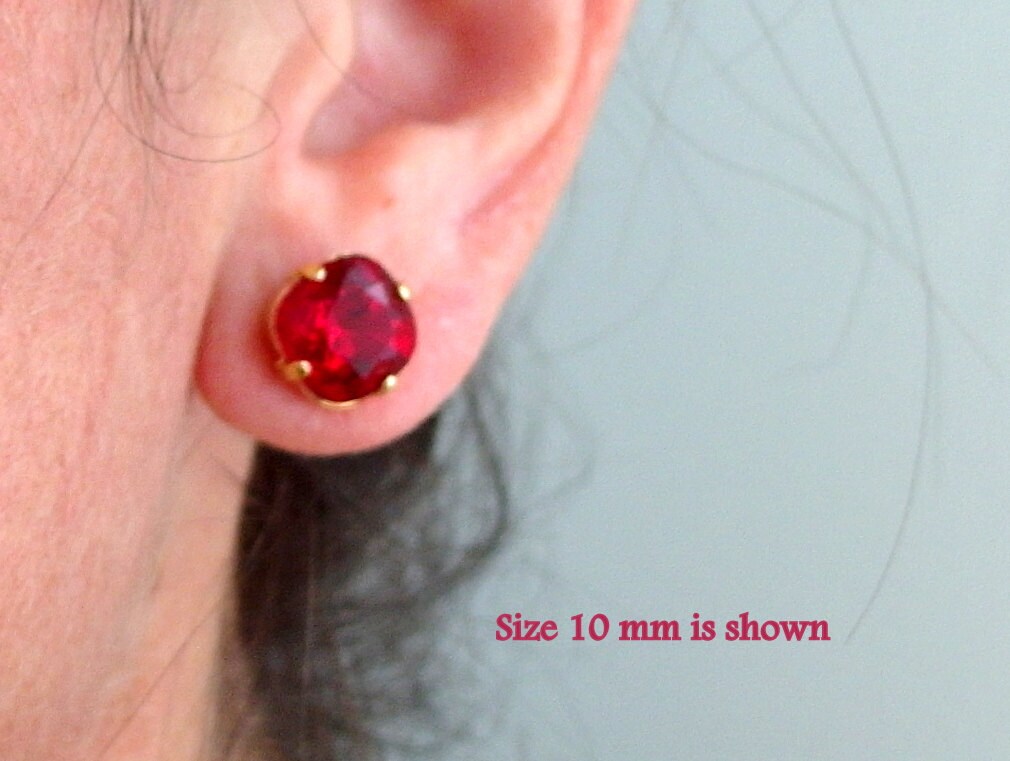 Red Earrings,ruby Earrings,deep Red Earrings,crystal Crystal Stud ...
