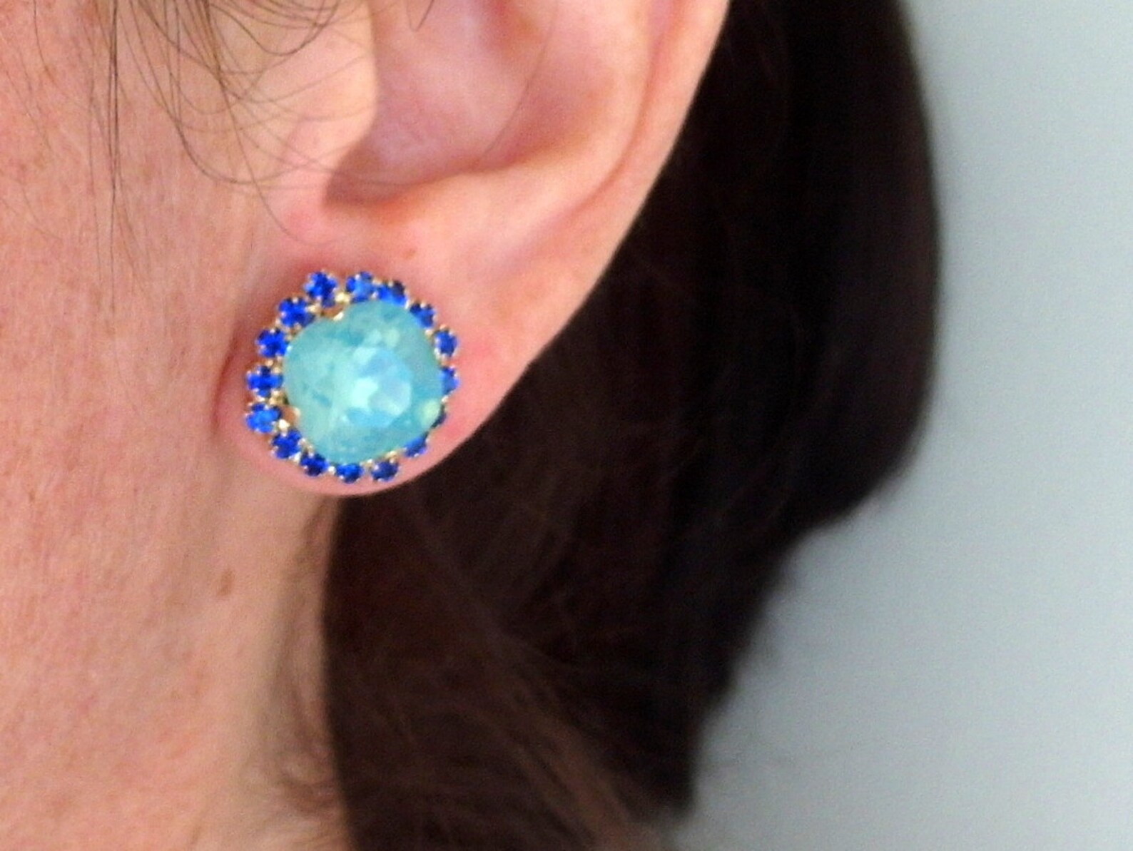 Blue Crystal Earrings Denim Blue Crystal Stud Earrings | Etsy