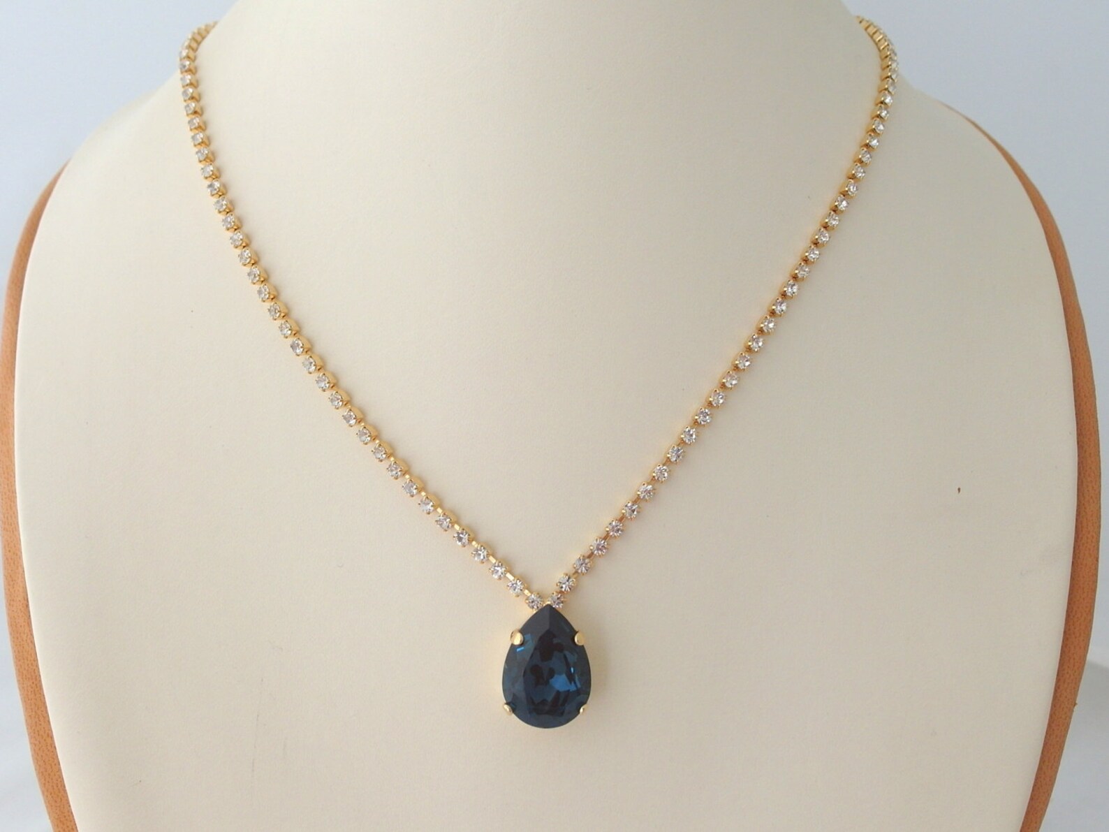 Navy Blue Rhinestone Necklace Bridal Necklace Bridesmaids - Etsy