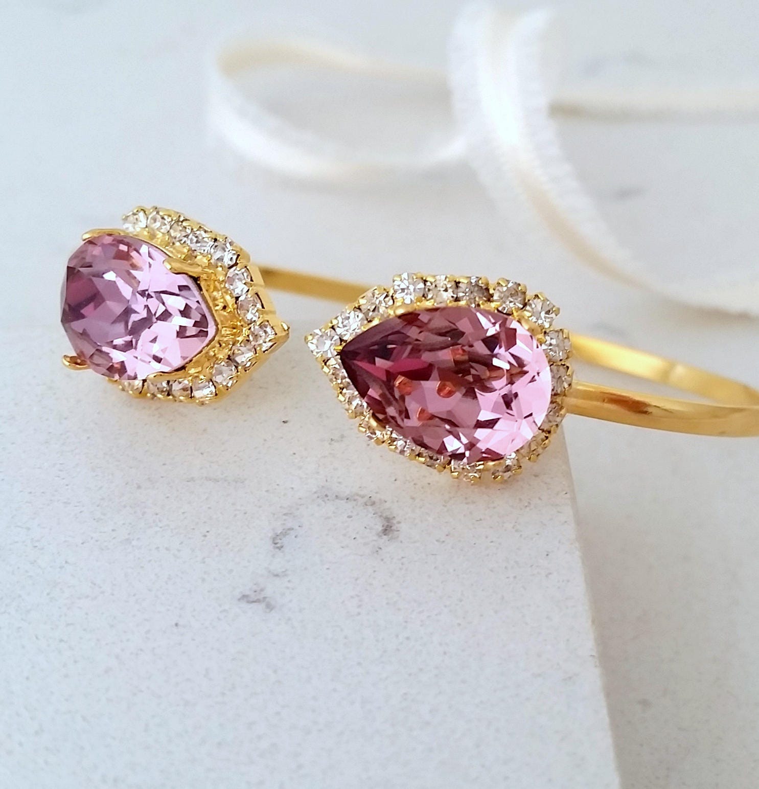 Pink earringsAntique pink earringsCrystal Bridal | Etsy