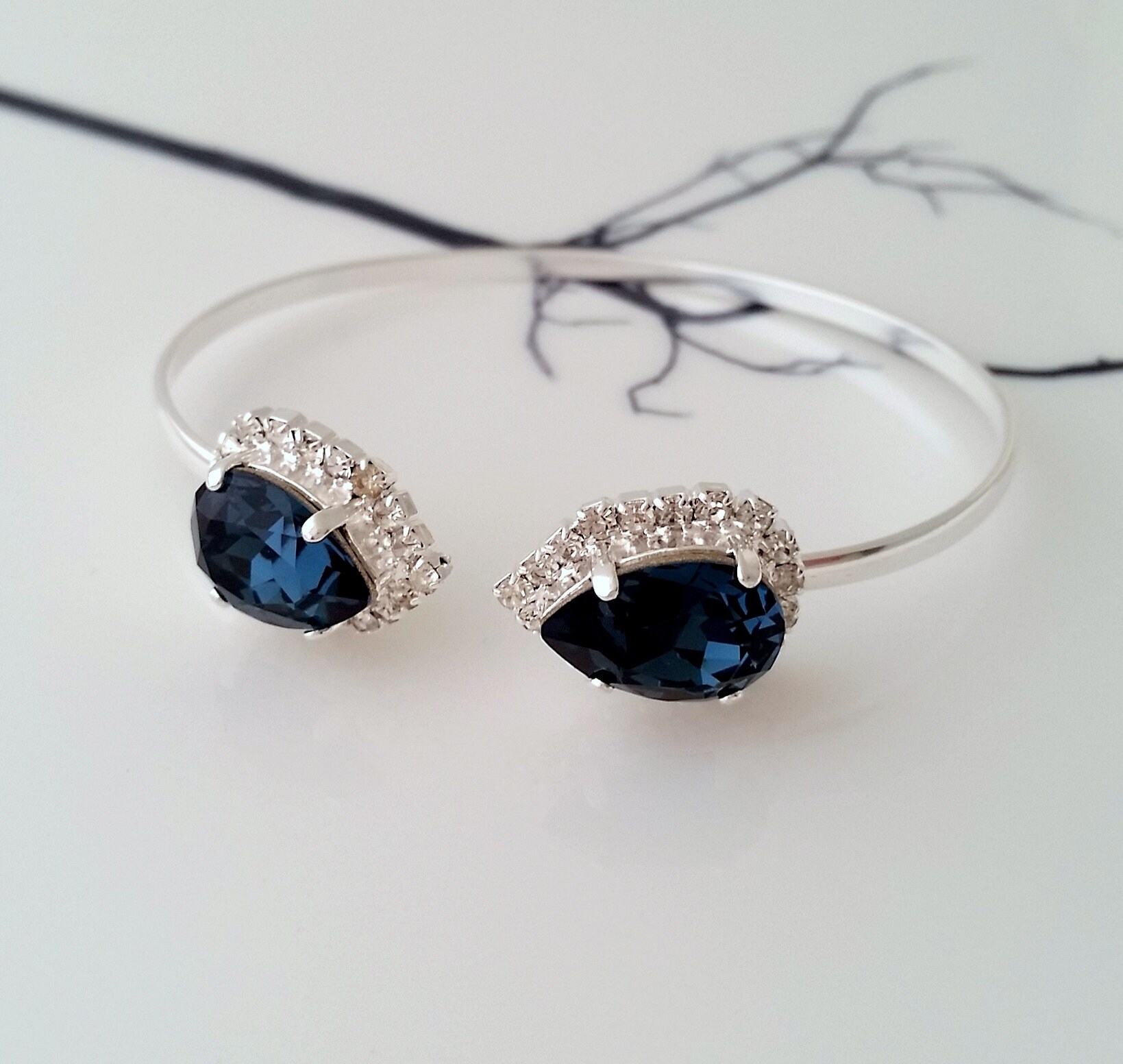 Navy blue braceletNavy blue cuff braceletNavy blue bridal | Etsy