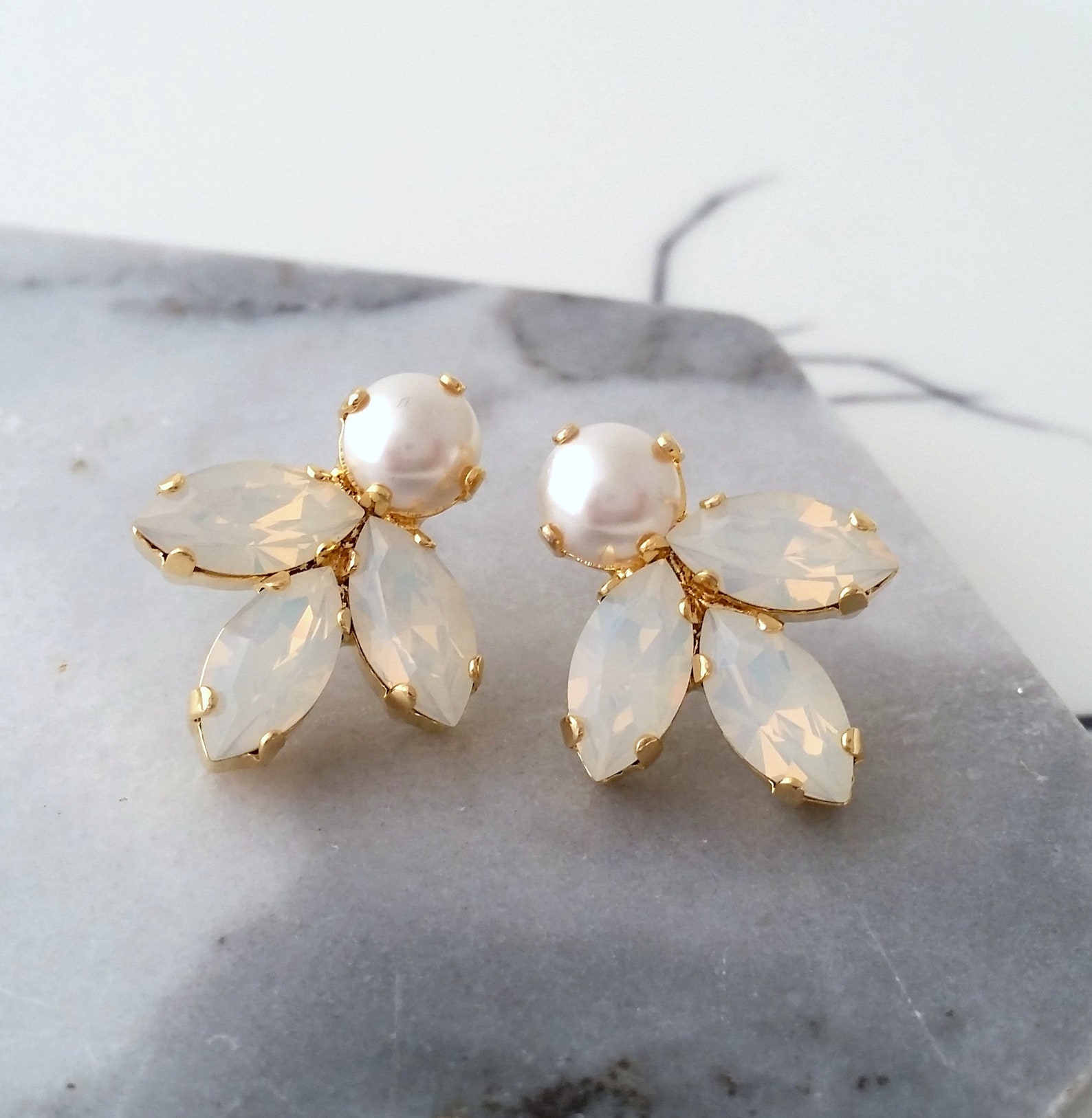 Opal Earrings,white Opal Earrings,bridal Earrings Pearl,white Opal ...