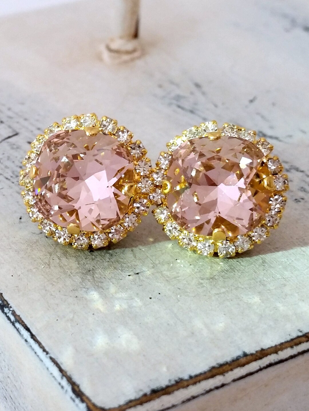 Blush Earrings,blush Pink Stud Earrings,blush Pink Bridal Earrings ...