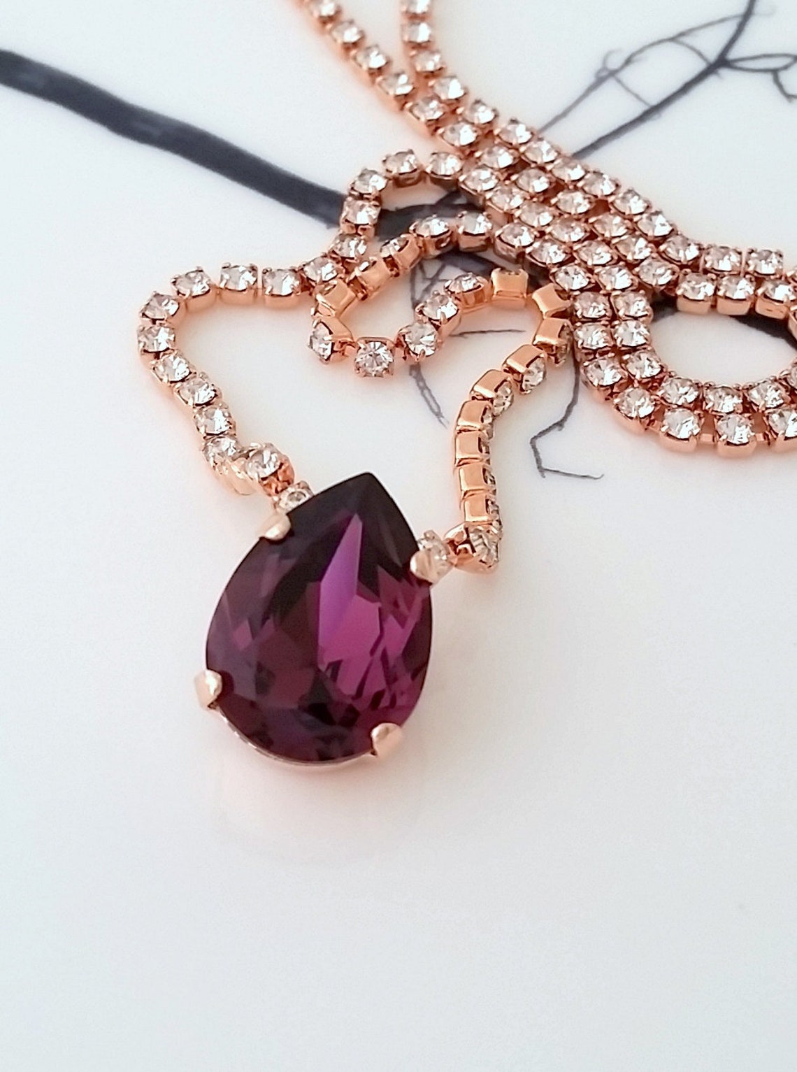 Purple Necklacepurple Bridal Necklaceamethyst | Etsy