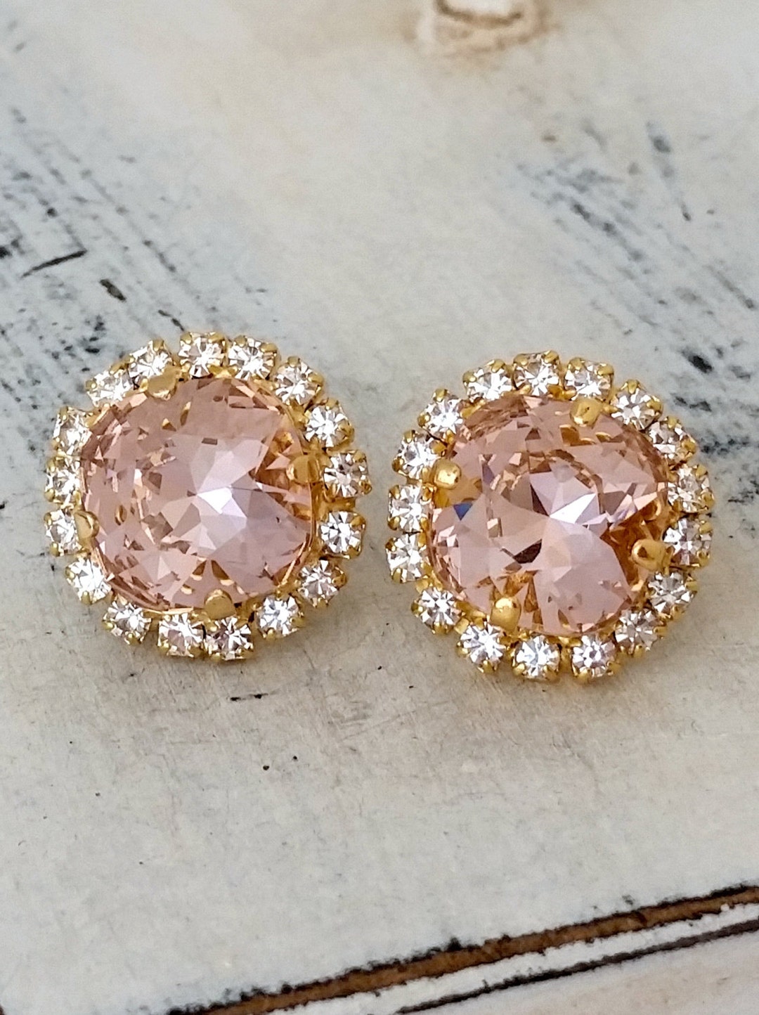 Blush Earrings,blush Pink Stud Earring,blush Bridal Earring,blush Pink ...