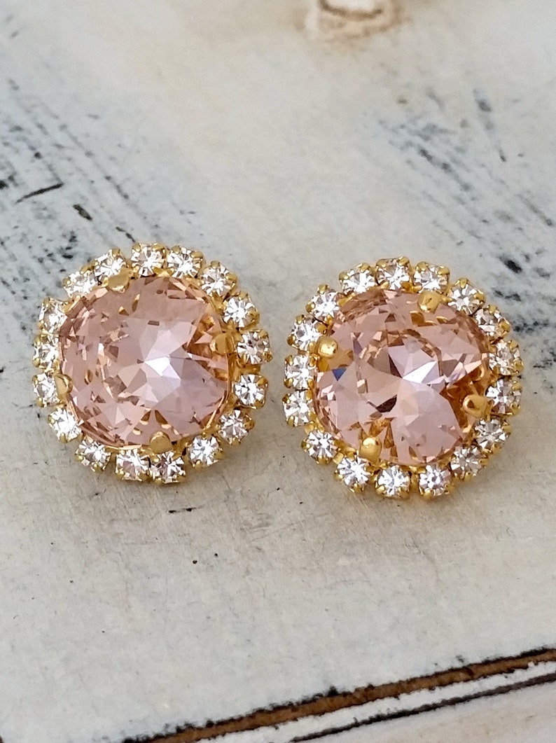 Blush Earringsblush Pink Stud Earringblush Bridal | Etsy