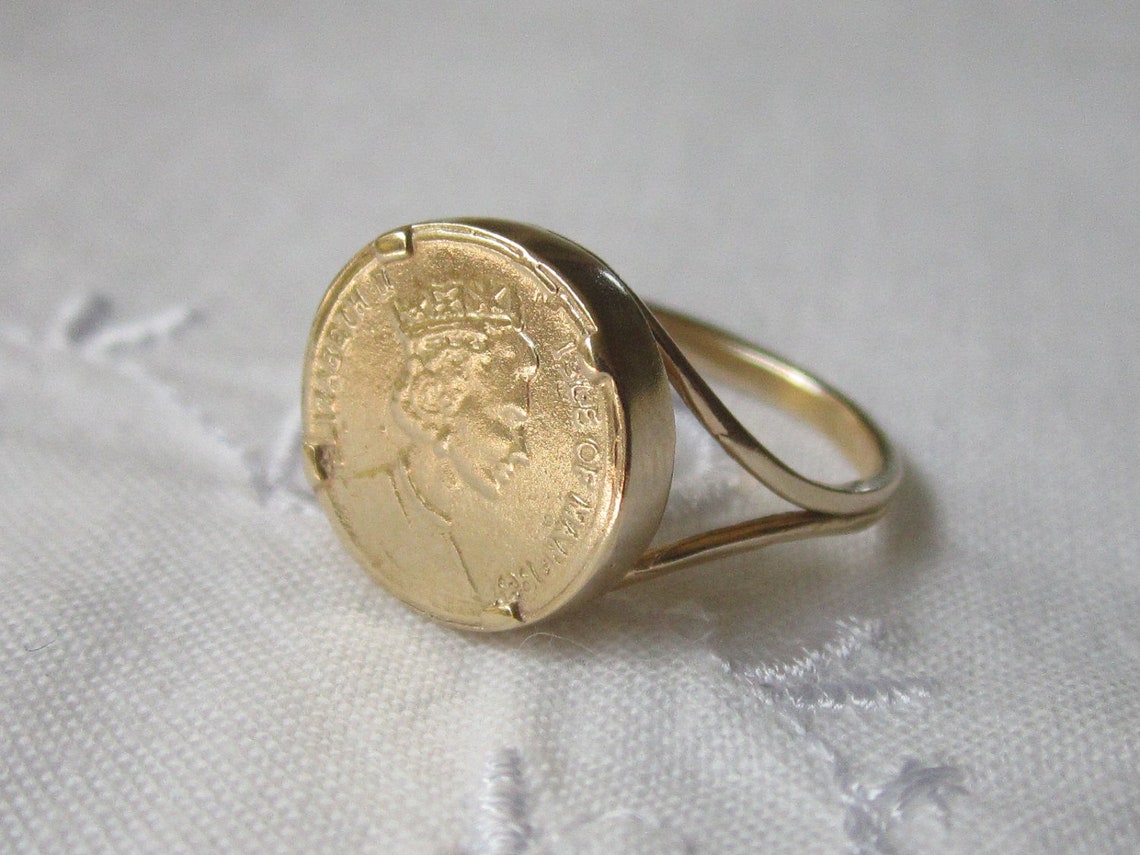Gold Coin Ring Coin Ring Vintage Ring Signet Ring - Etsy