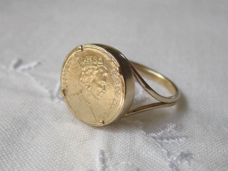 Gold Coin Ring, Coin Ring, Vintage Ring, Signet Ring, Statement Ring ...