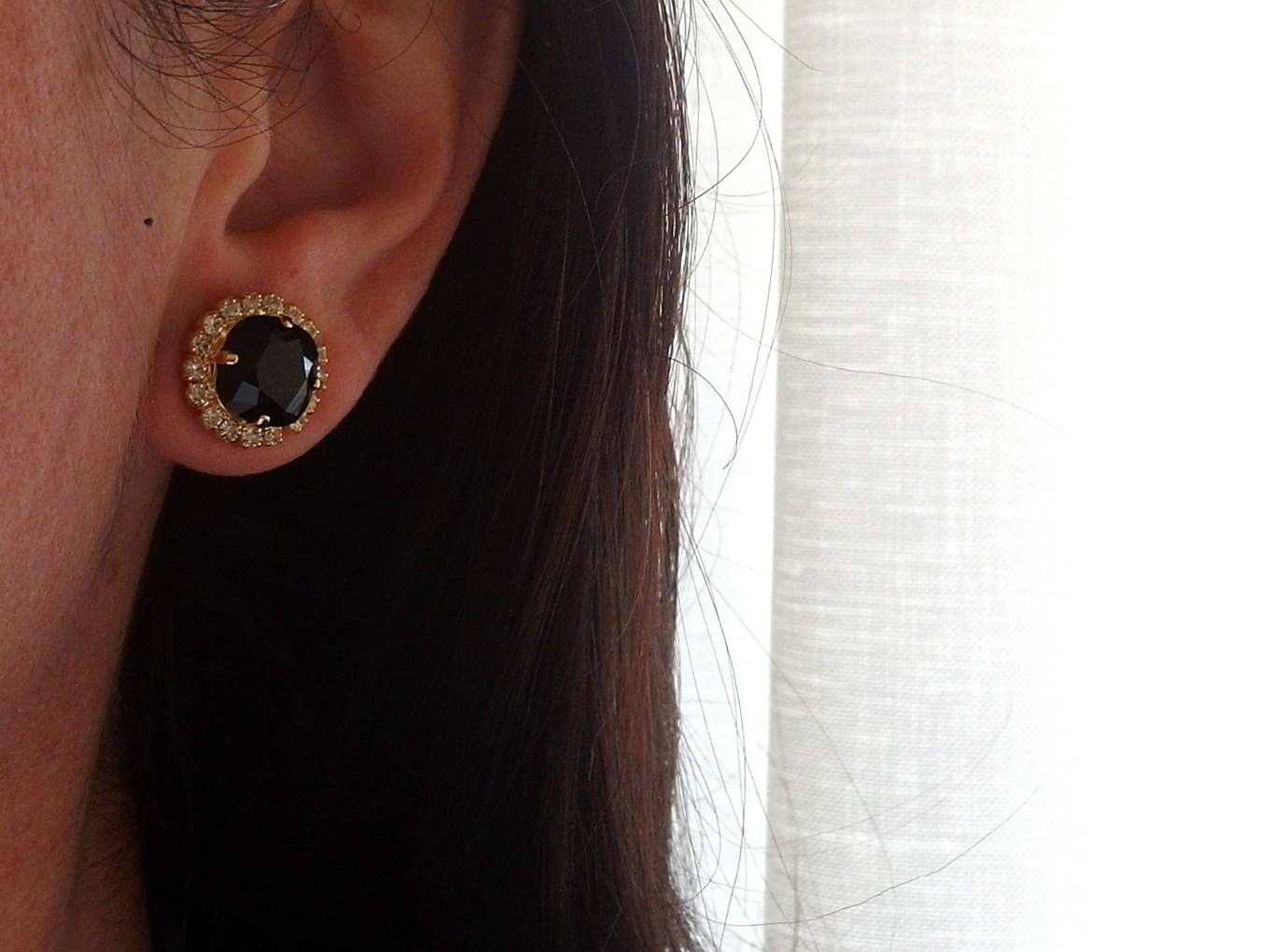 Black Earrings,black Stud Earrings,black Bridal Earrings, Black ...