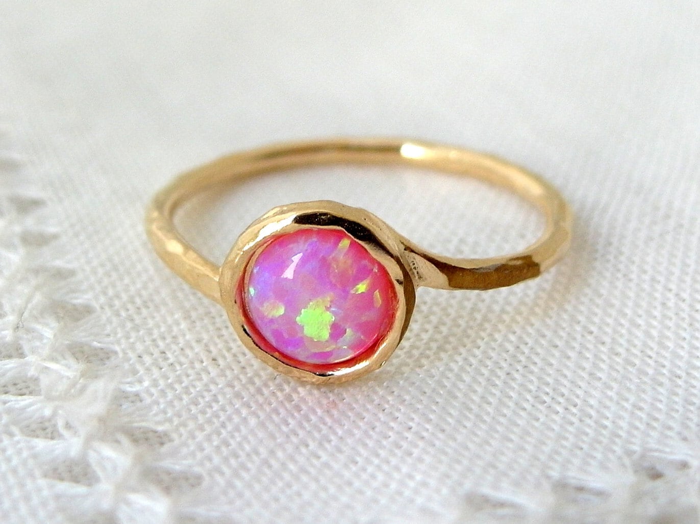 Opal Ring Pink Opal Ring Gemstone Ring Gold Ring Stacking - Etsy
