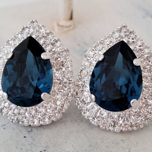 Navy Blue Crystal Crystals Bracelet, Bridal Bracelet, Bridesmaids Gift ...