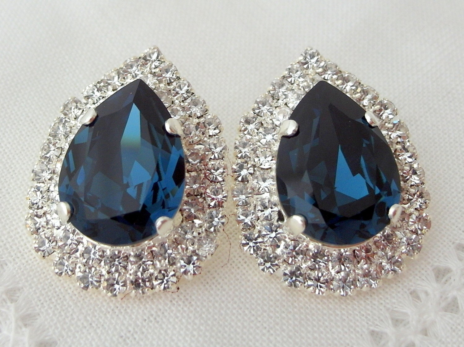 Navy Blue Crystal Necklace Sapphire Choker Bridal Necklace - Etsy