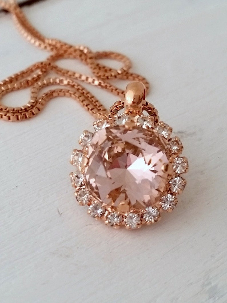 Rose Gold Blush Necklacemorganite Crystal Necklaceblush - Etsy