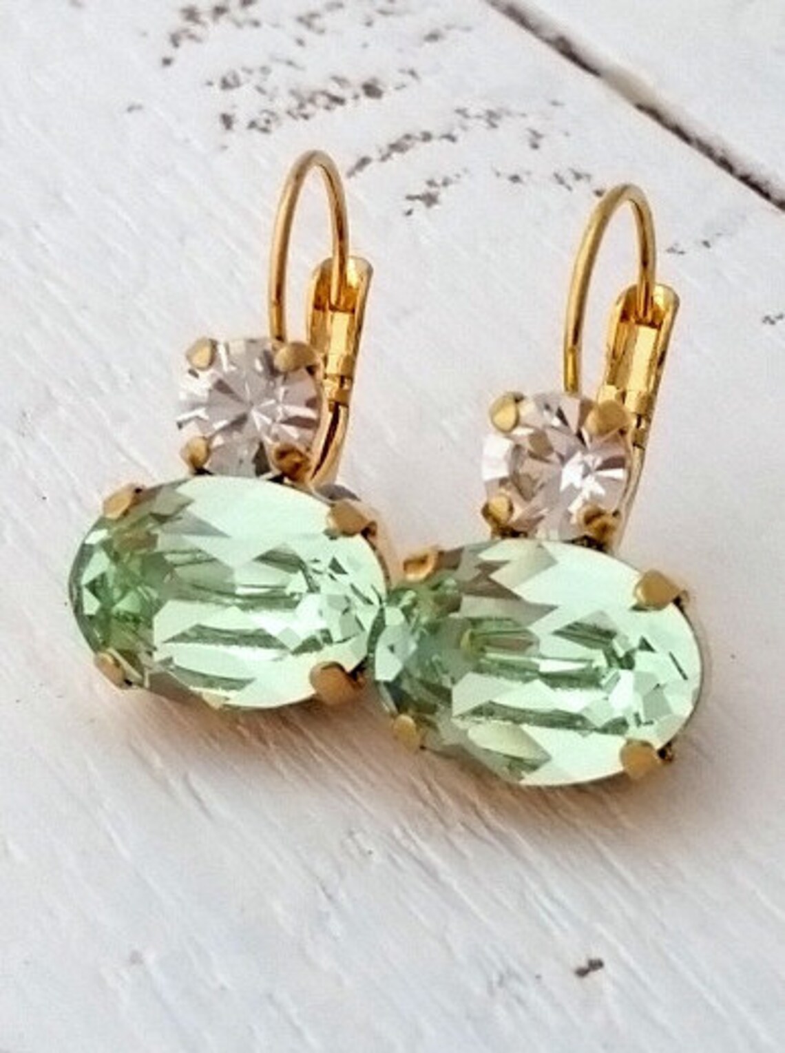 Mint Earrings, Mint Drop Earrings, Crystal Earrings, Drop Earrings ...
