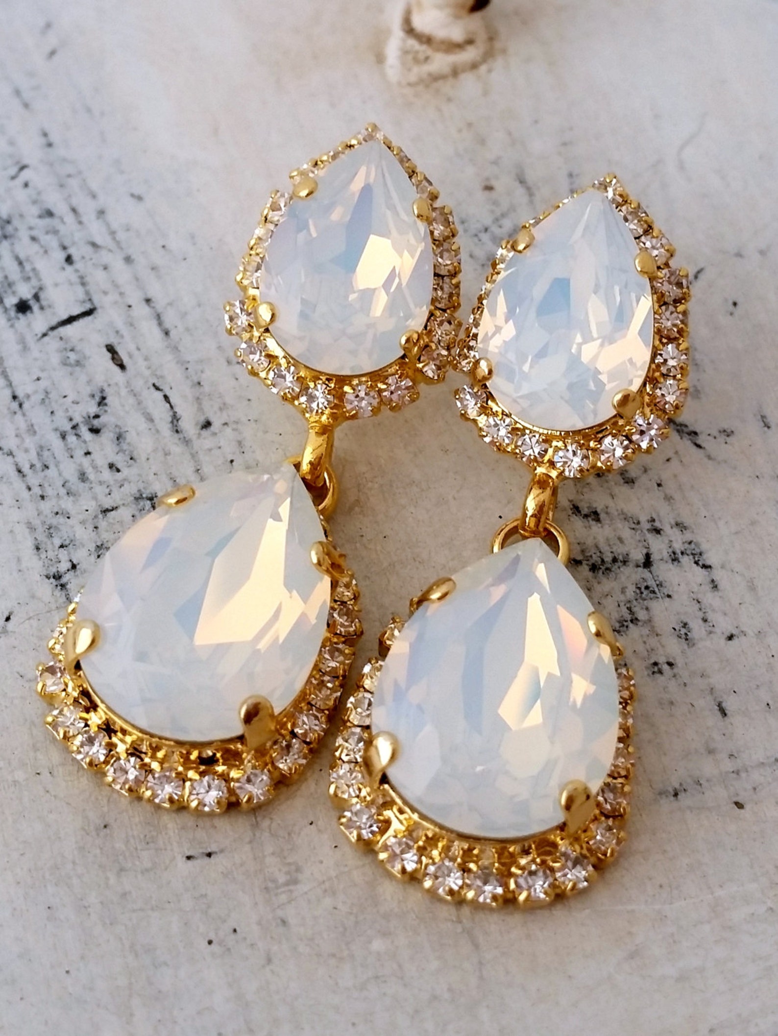 White Opal Bridal Earrings,white Opal Earrings,white Opal Chandelier ...