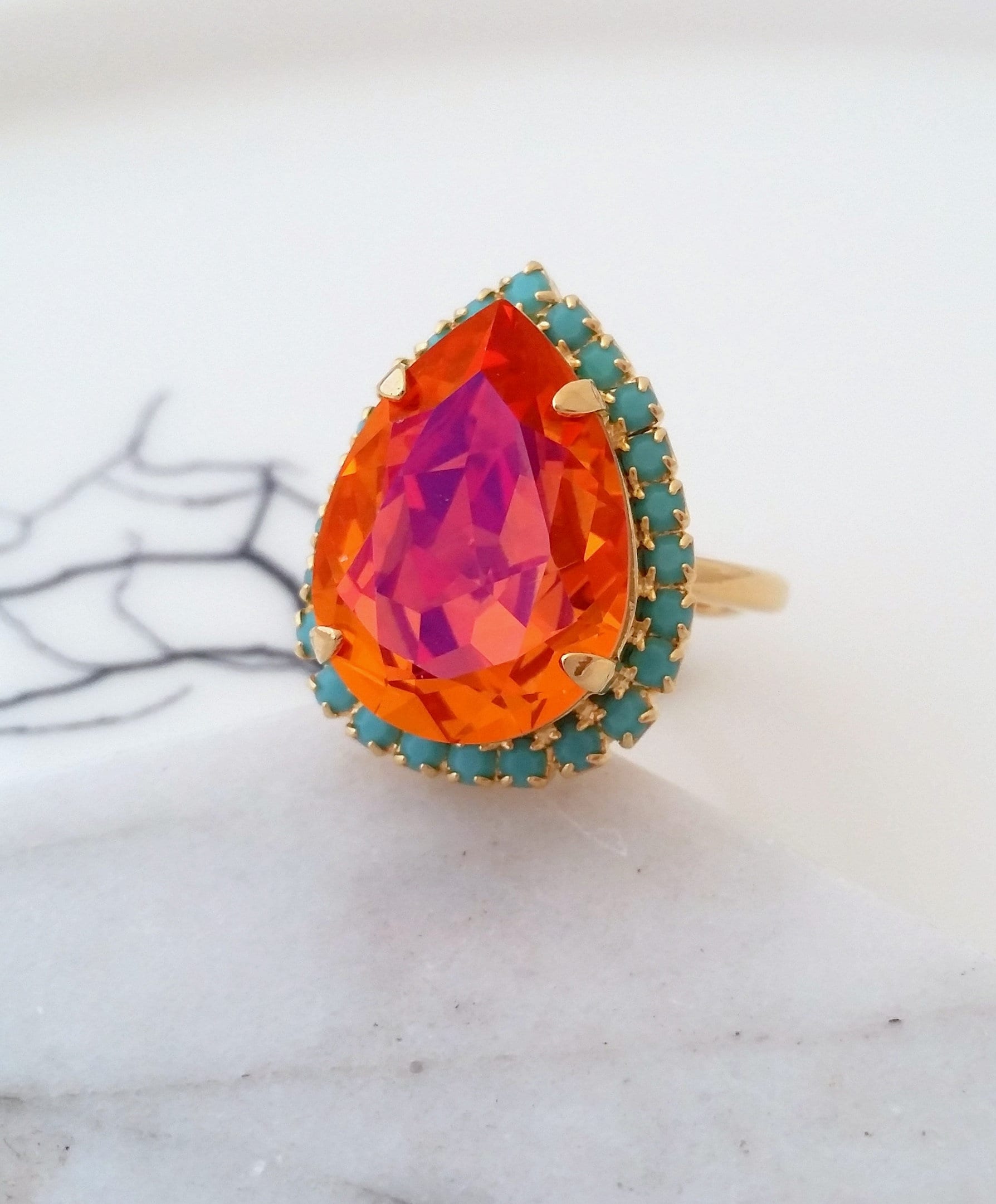 Coral Ring,orange Ring,orange Pink Ring,orange Statement Ring,orange ...