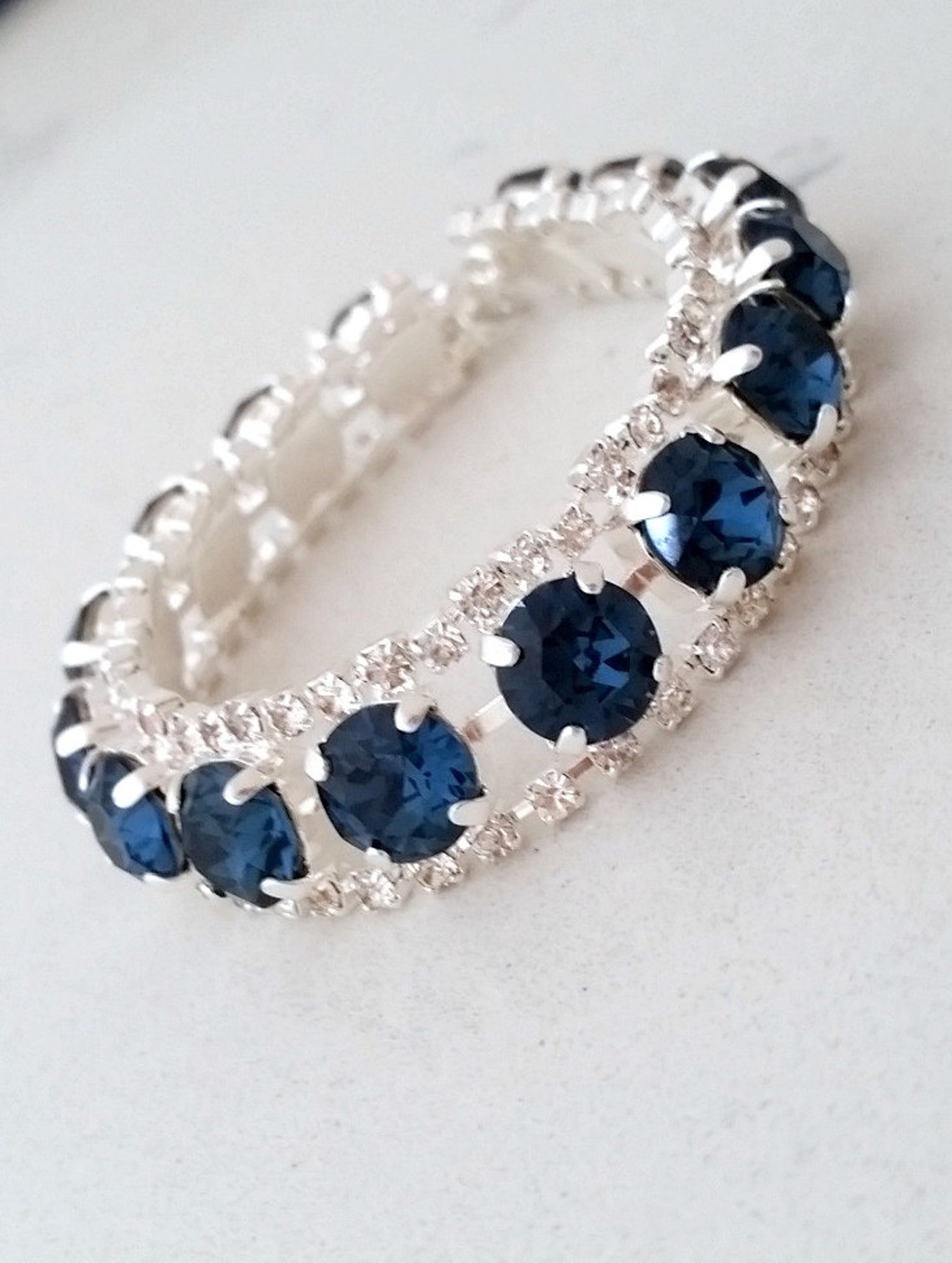 Navy Blue Braceletnavy Blue Crystal Bracelet Sapphire Bridal - Etsy