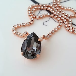 Gray Necklace,dark Gray Bridal Necklace,grey Crystal Necklace,gray ...