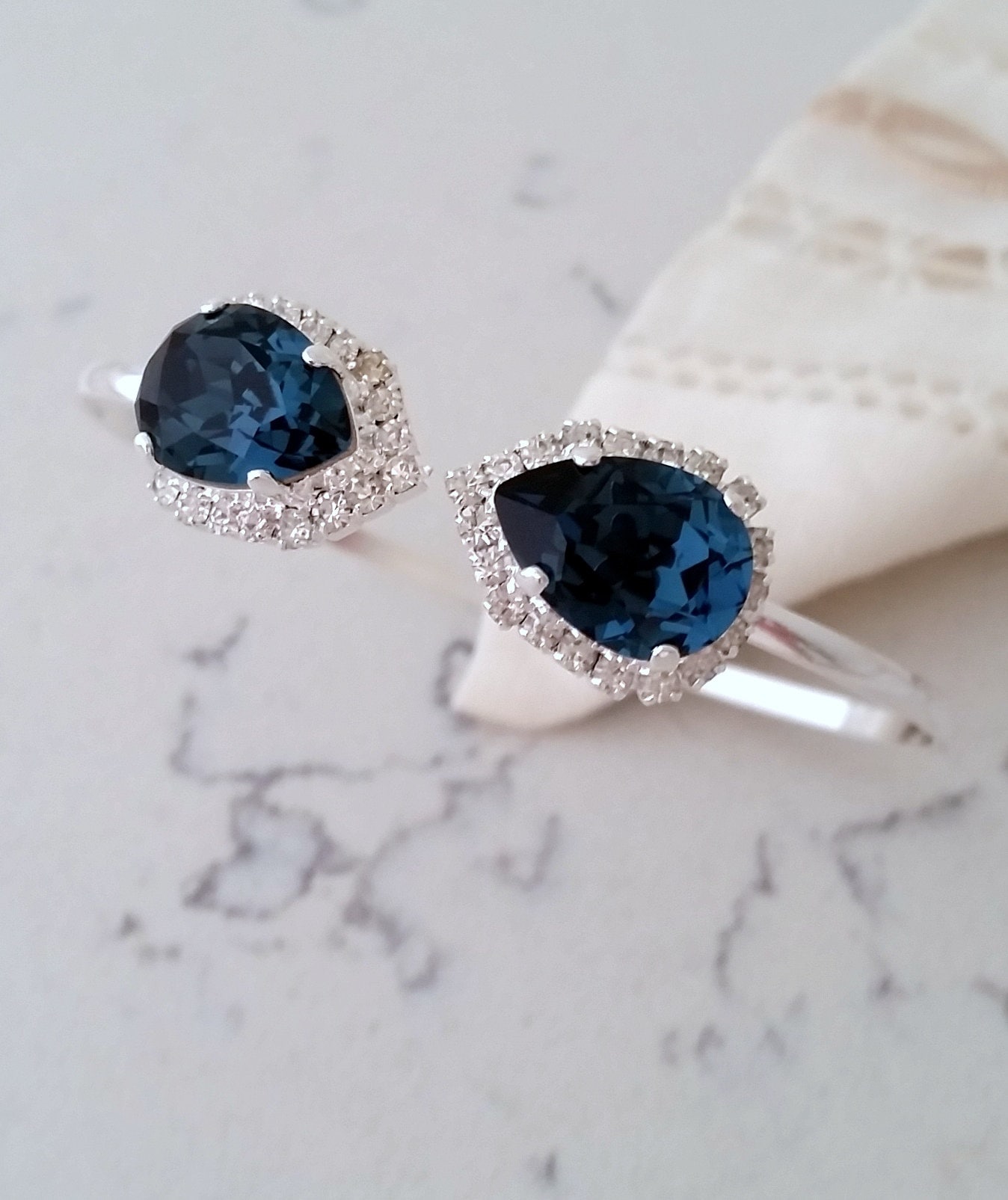 Navy blue braceletNavy blue cuff braceletNavy blue bridal | Etsy