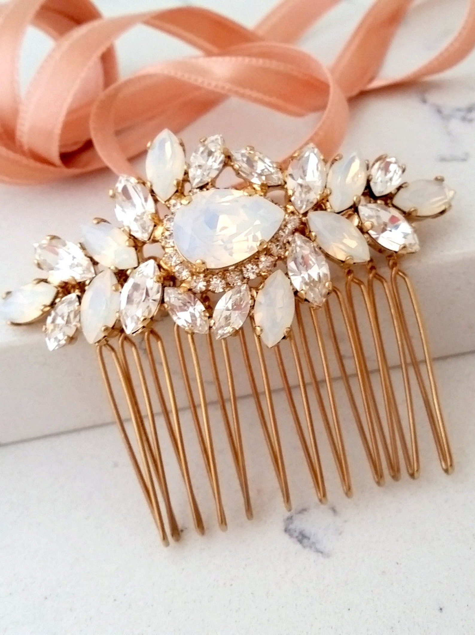 Bridal Hair Comb,wedding Hair Accessory,white Opal Hair Comb,wedding ...