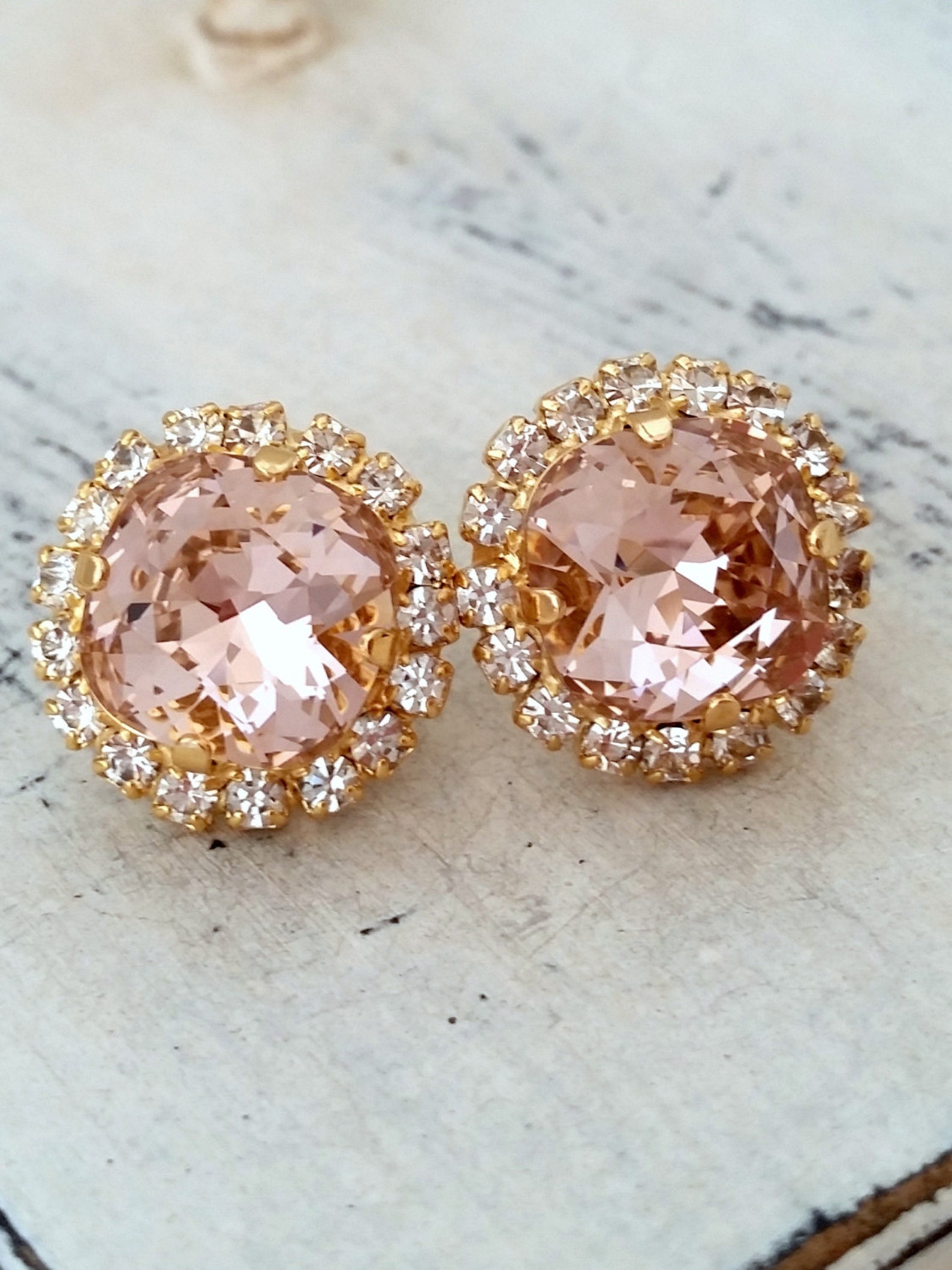 Blush Earringsblush Pink Stud Earringblush Bridal | Etsy