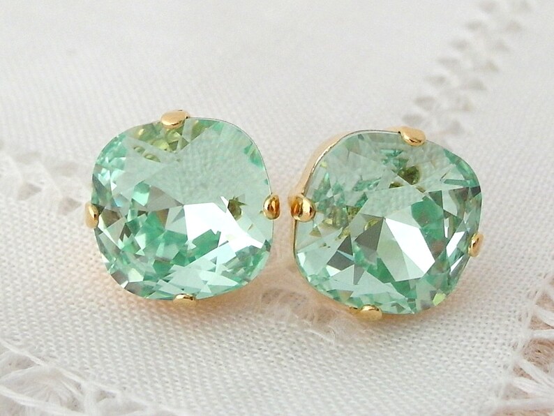 Mint Earrings,mint Green Studs,mint Bridesmaid Earrings Gift,mint ...