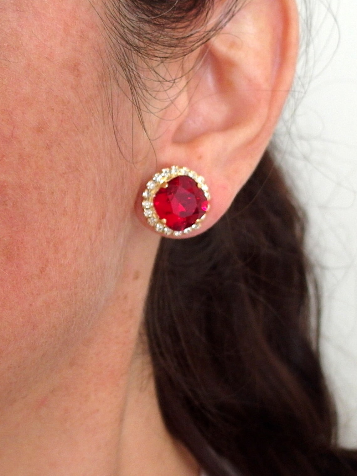 Red Earringsred Stud Earringsred Weddingcrystal - Etsy Israel