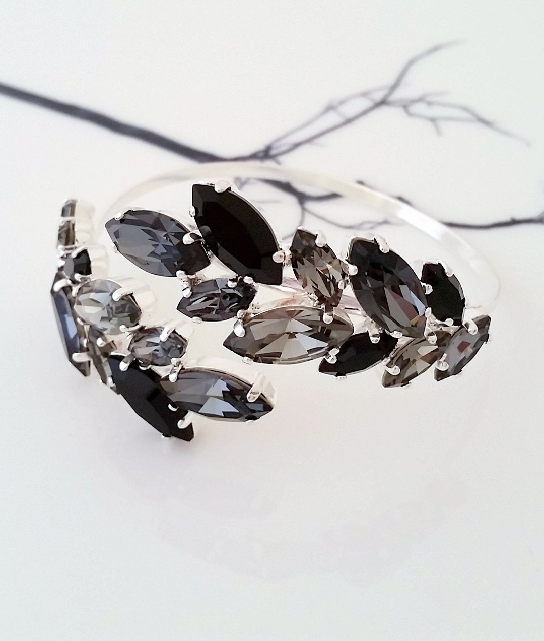 Gray Bracelet,smokey Gray Bracelet,bridal,gray Cuff Bracelet,grey ...