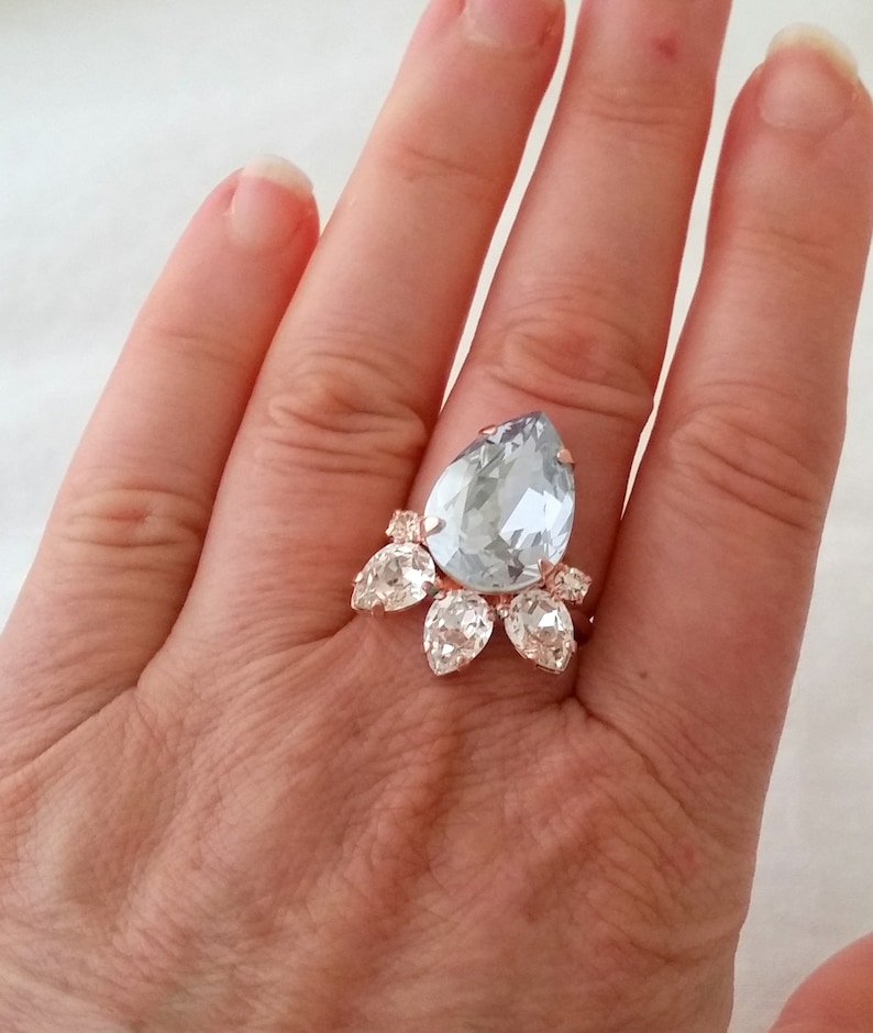 Dusty Blue Ring,dusty Blue Statement Ring,dusty Blue Cocktail Ring ...