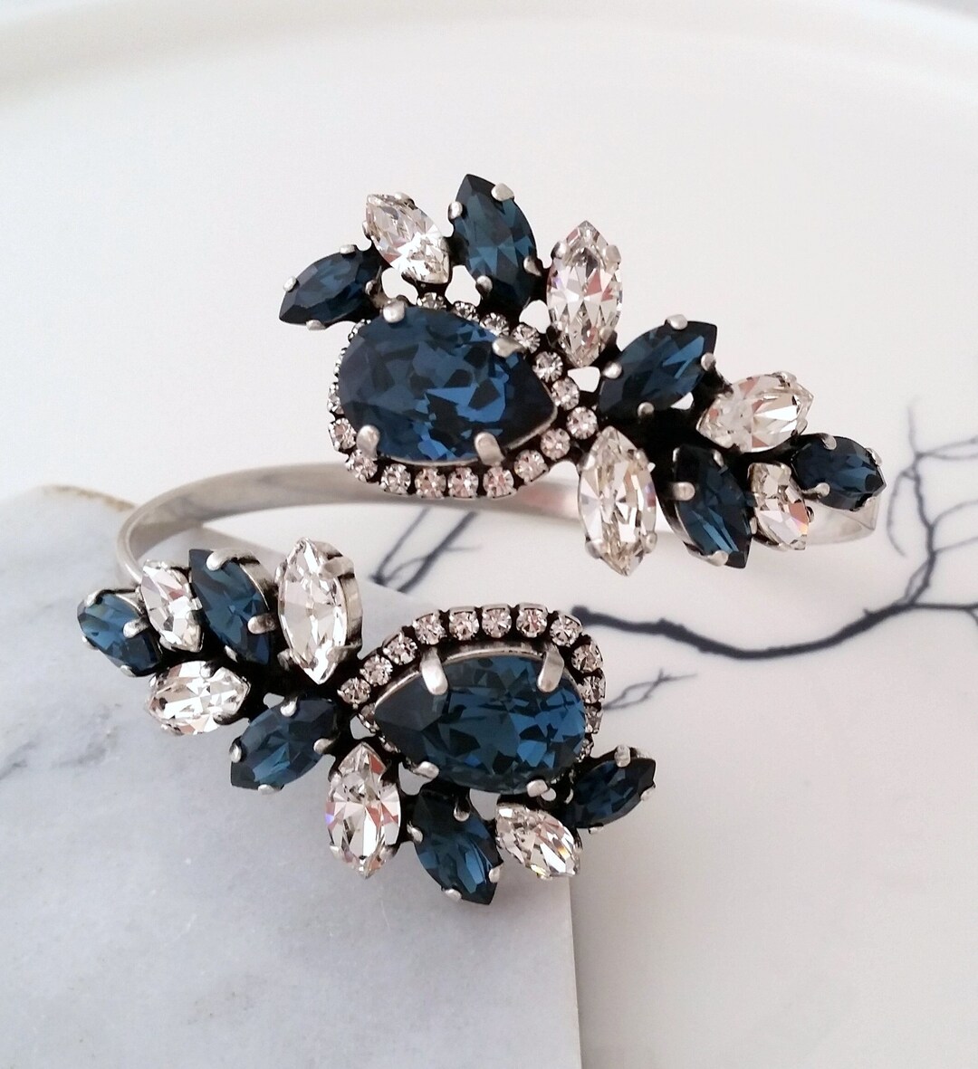 Navy Blue Bracelet,navy Blue Bridal Bracelet,dark Blue Cuff Bracelet ...