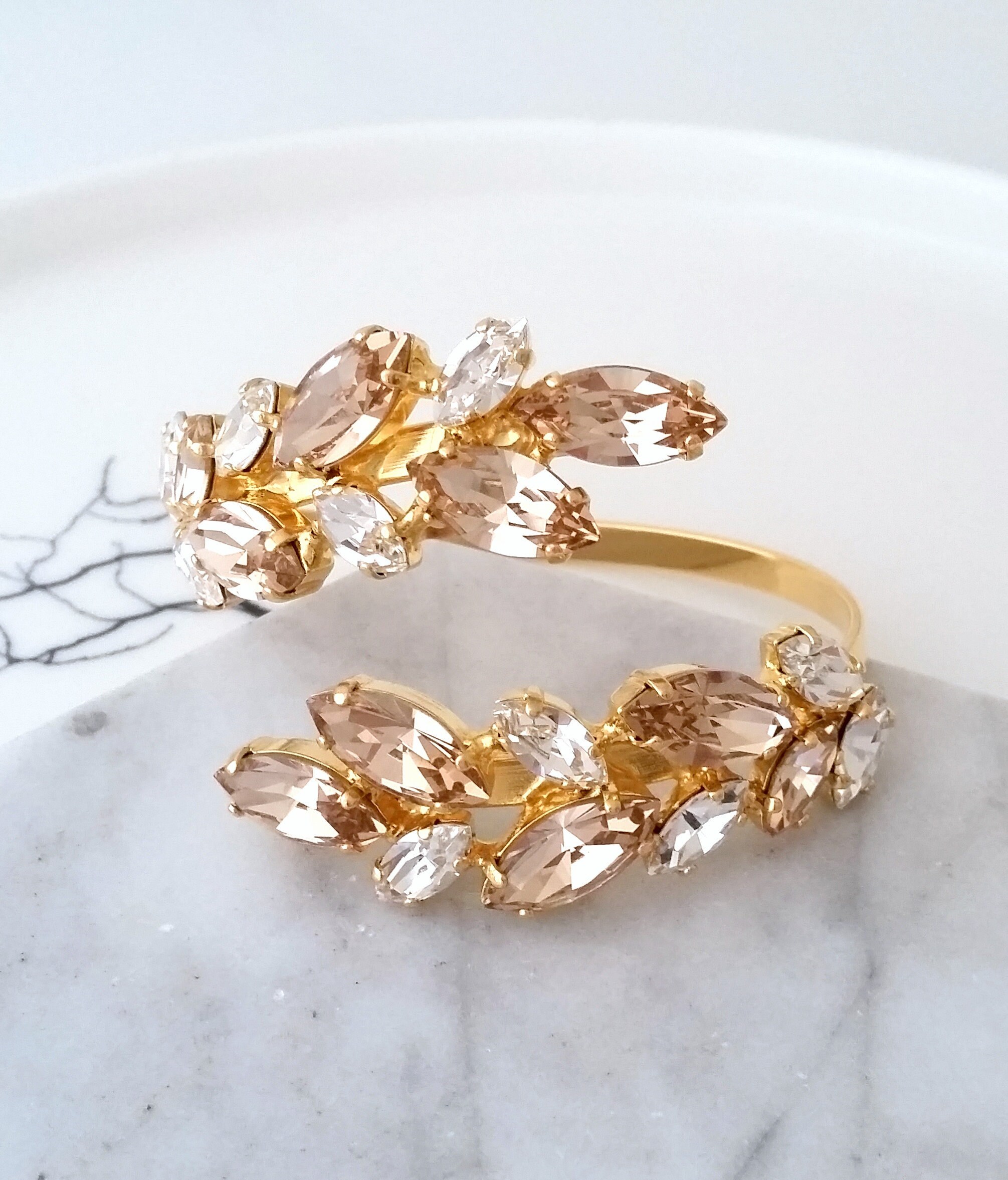 Champagne Bracelet,bridal Wedding Bracelet,blush Crystal Crystal ...