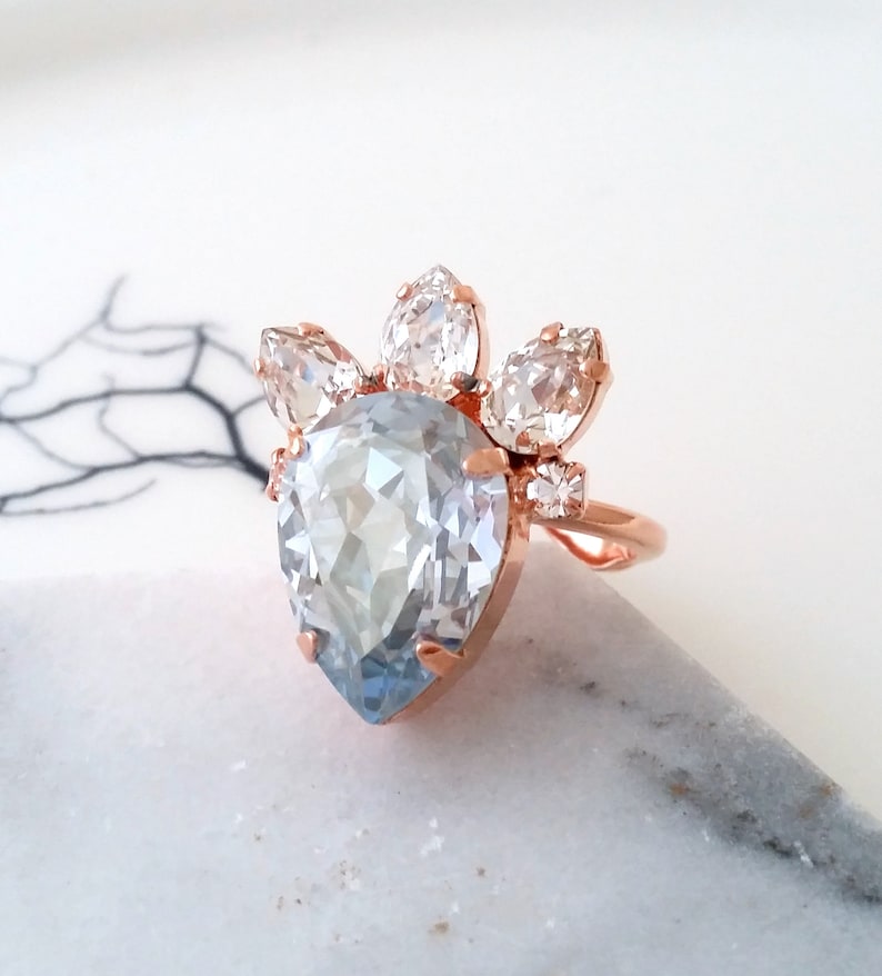 Dusty Blue Ringdusty Blue Statement Ringdusty Blue Cocktail - Etsy