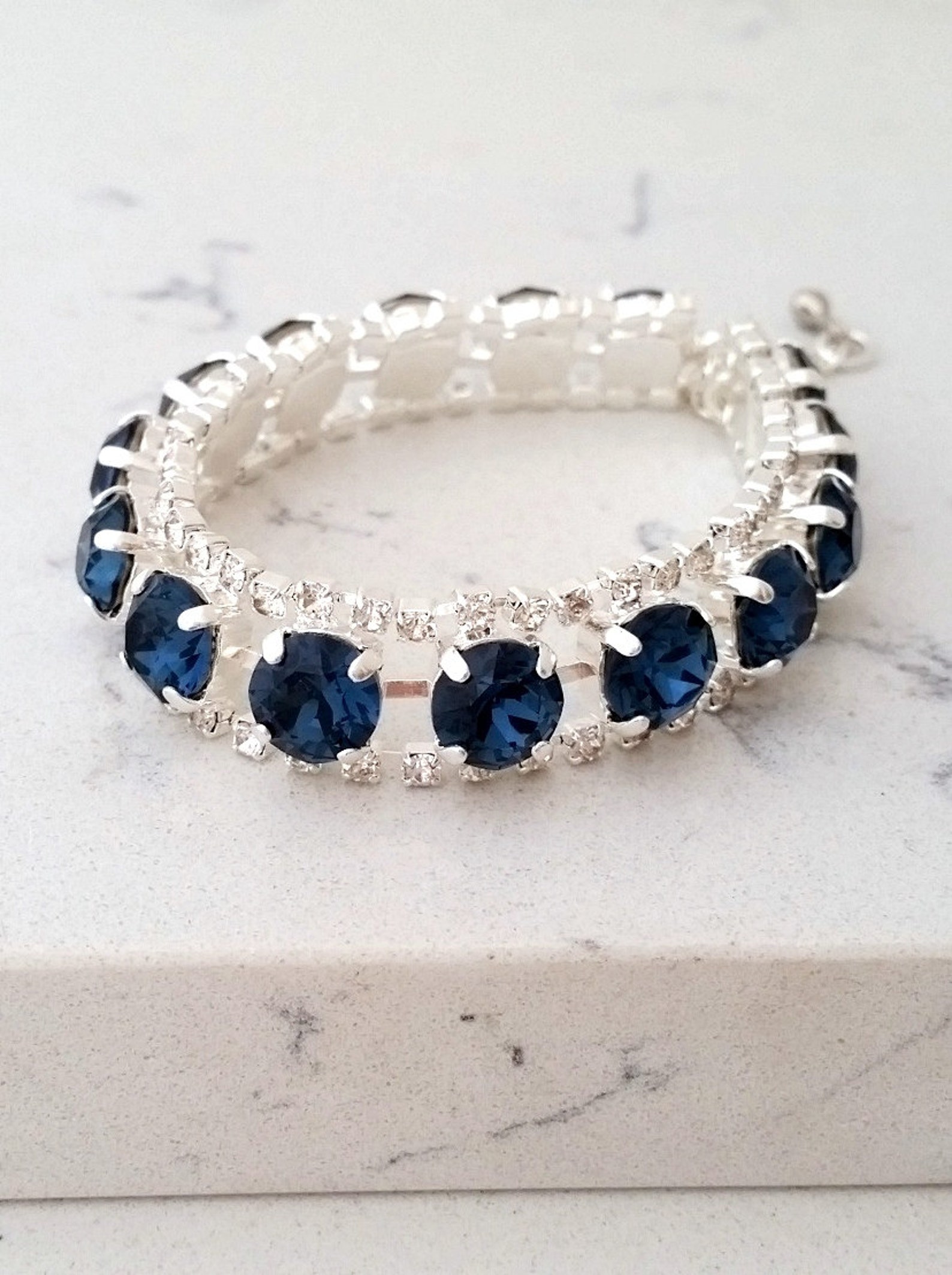 Navy Blue Braceletnavy Blue Crystal Bracelet Sapphire Bridal - Etsy
