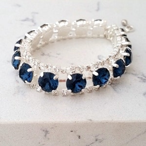 Navy Blue Bracelet,navy Blue Crystal Bracelet, Sapphire Bridal Bracelet ...