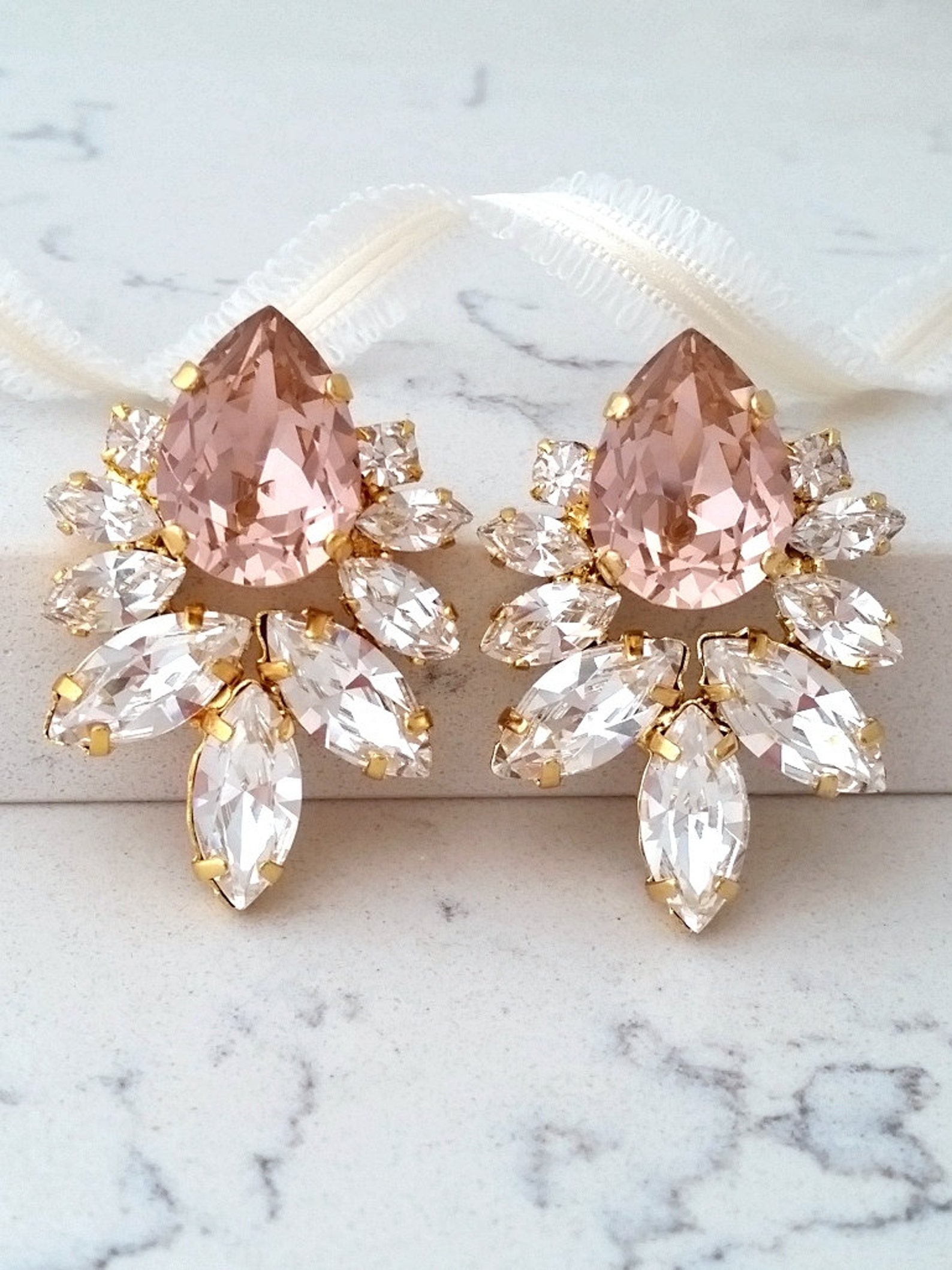 Blush Earringsmorganite Earringsblush Bridal - Etsy