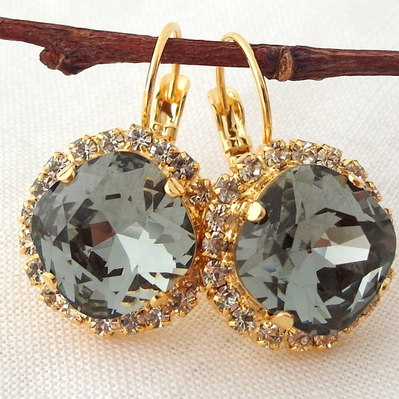 Grey Drop Earrings - Etsy
