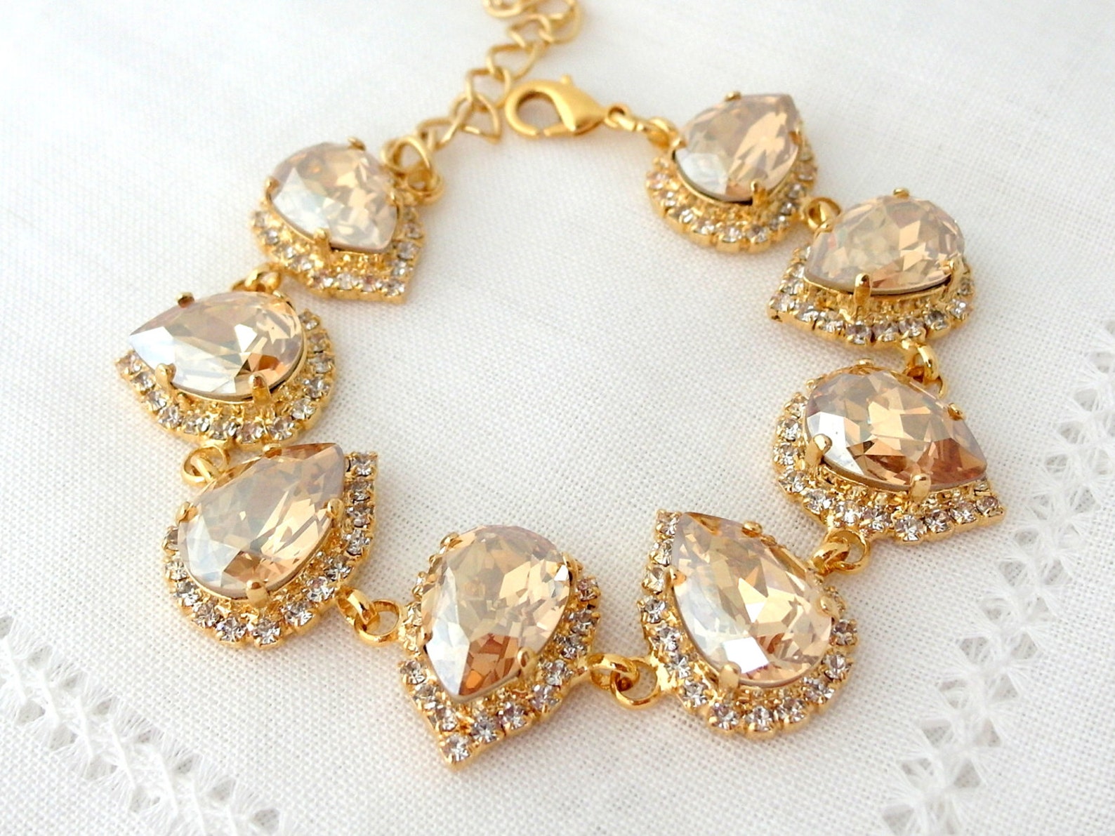 Champagne Bracelet,bridal Bracelet,champagne Teardrop Bracelet ...
