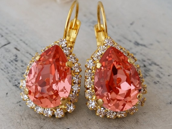 Coral rose earrings store