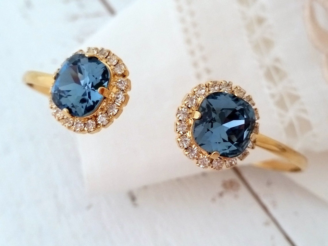 Navy Blue Braceletnavy Blue Cuff Braceletnavy Blue Bridal - Etsy