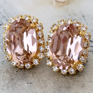 Blush Stud Earrings,blush Pink Bridal Earrings,blush Pink Bridesmaid ...