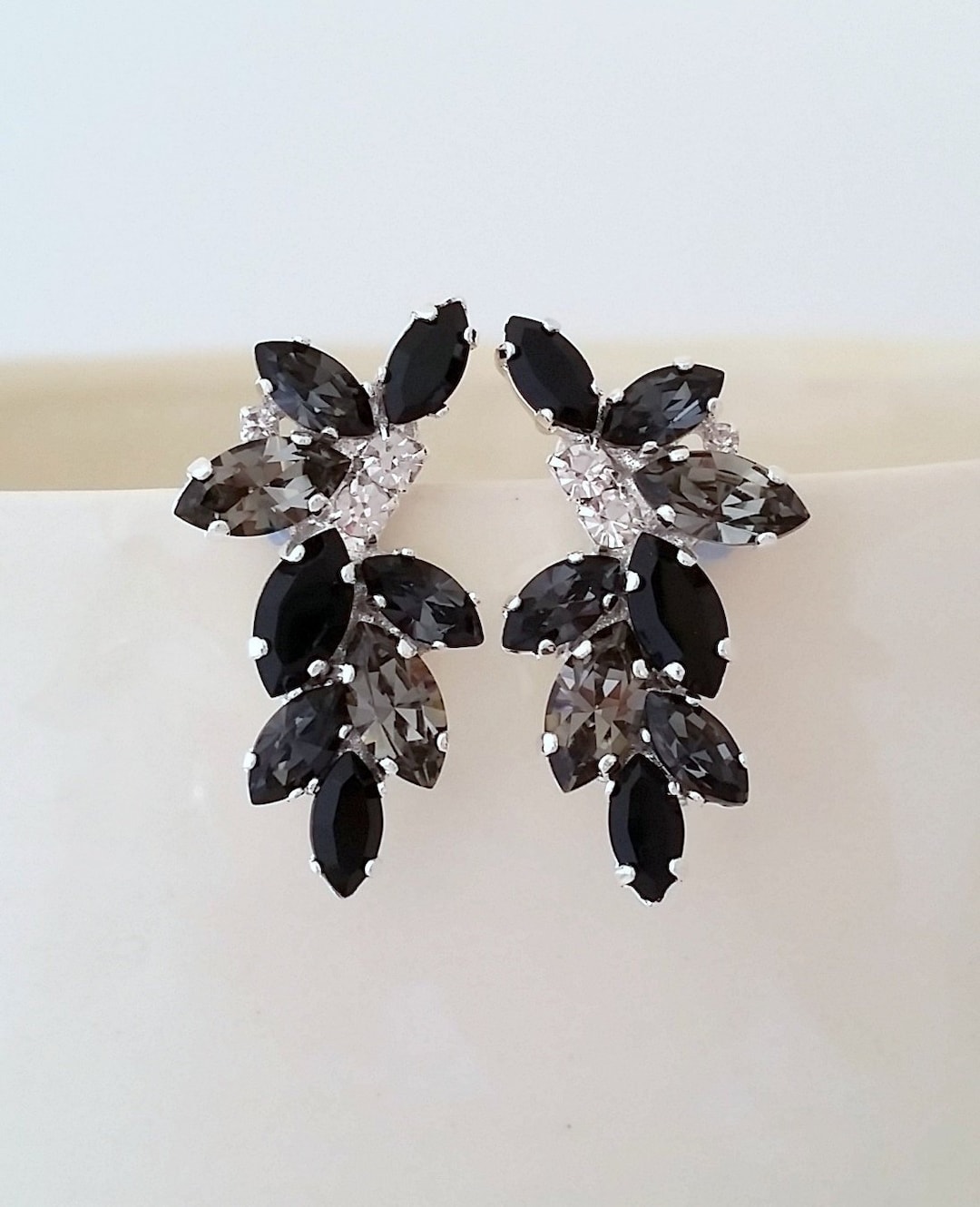 Gray earrings bridal earrings,Smokey gray earrings,Gray cluster earring ...