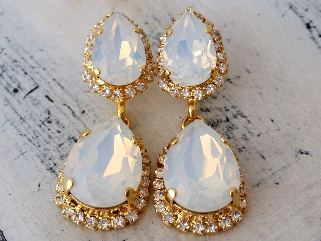 White Opal Bridal Earrings,white Opal Earrings,white Opal Chandelier ...