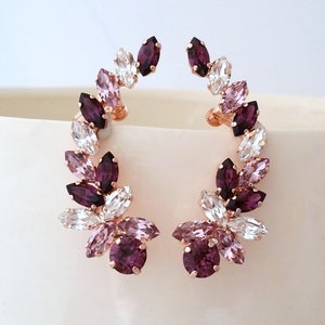Purple Climbing Earrings,bridal Climbing Earrings,ear Crawlers,earcuff ...