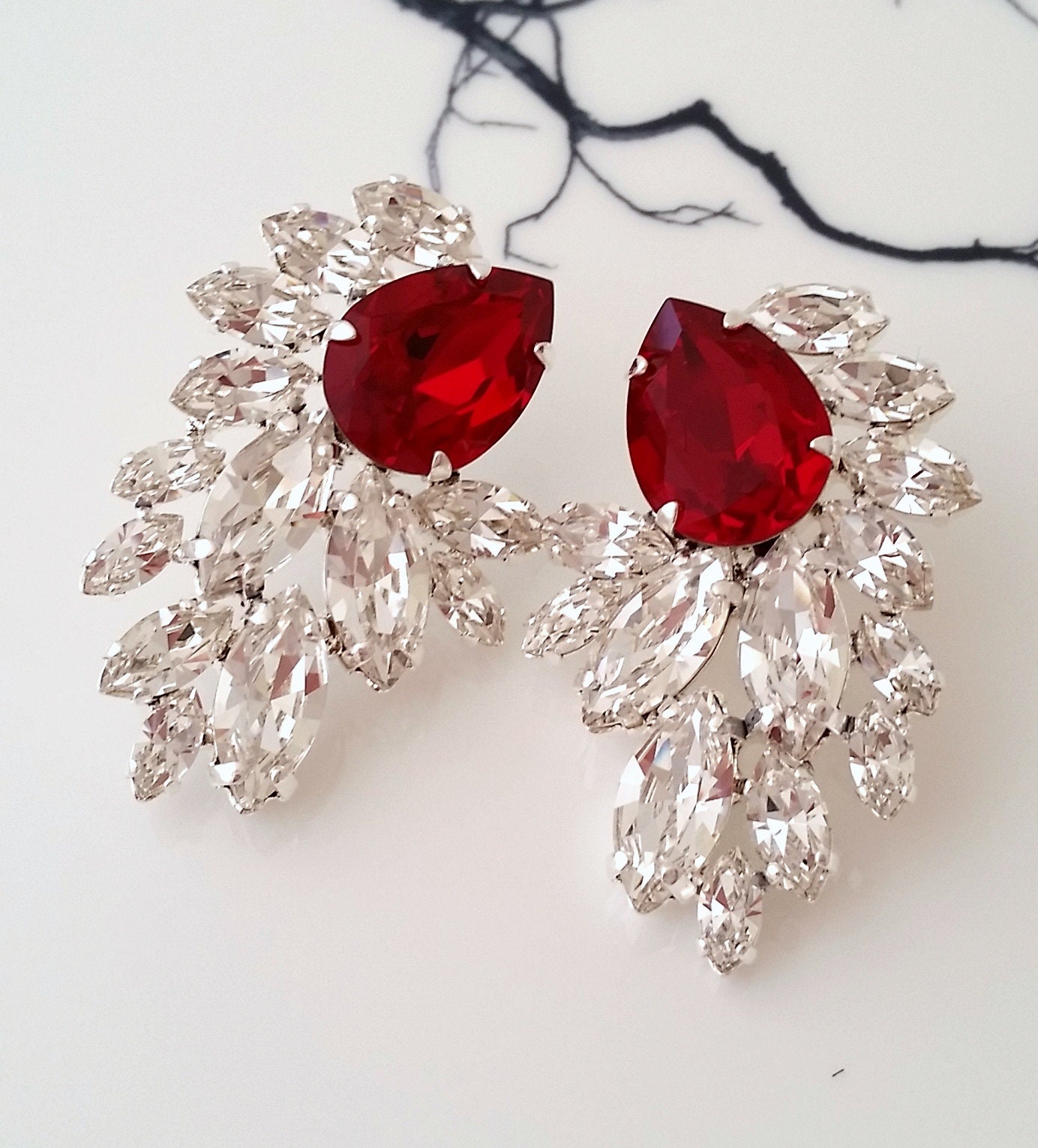 Ruby earringsRed earringsDeep red earringsBridal | Etsy