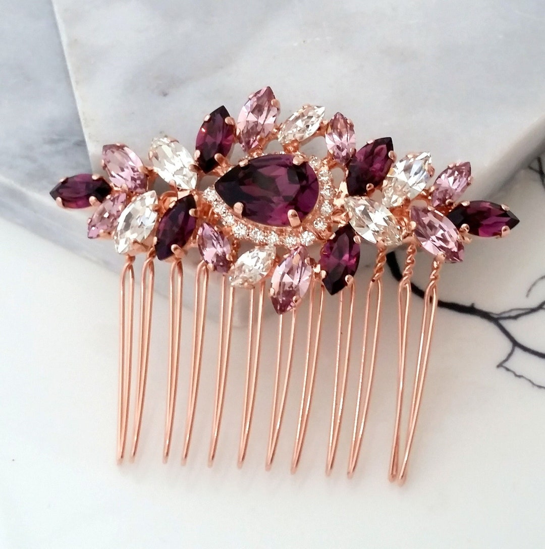Purple Hair Comb,purple Bridal Hair Comb,purple Amethyst Hair Comb ...