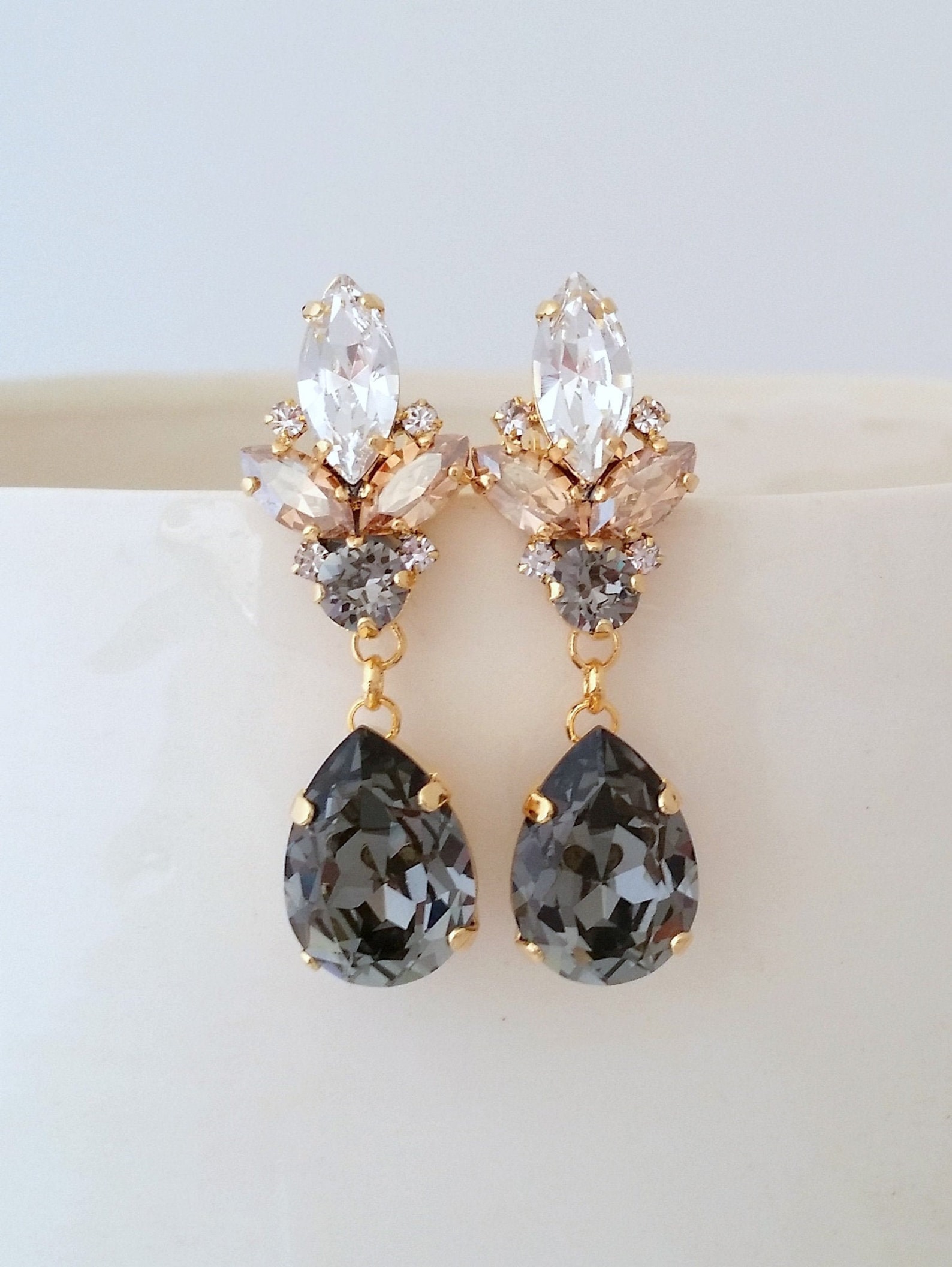 Gray Earrings Drop,bridal Earrings,long Chandelier Earrings,grey ...