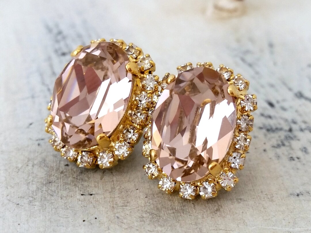 Blush Stud Earrings,blush Pink Bridal Earrings,blush Pink Bridesmaid ...