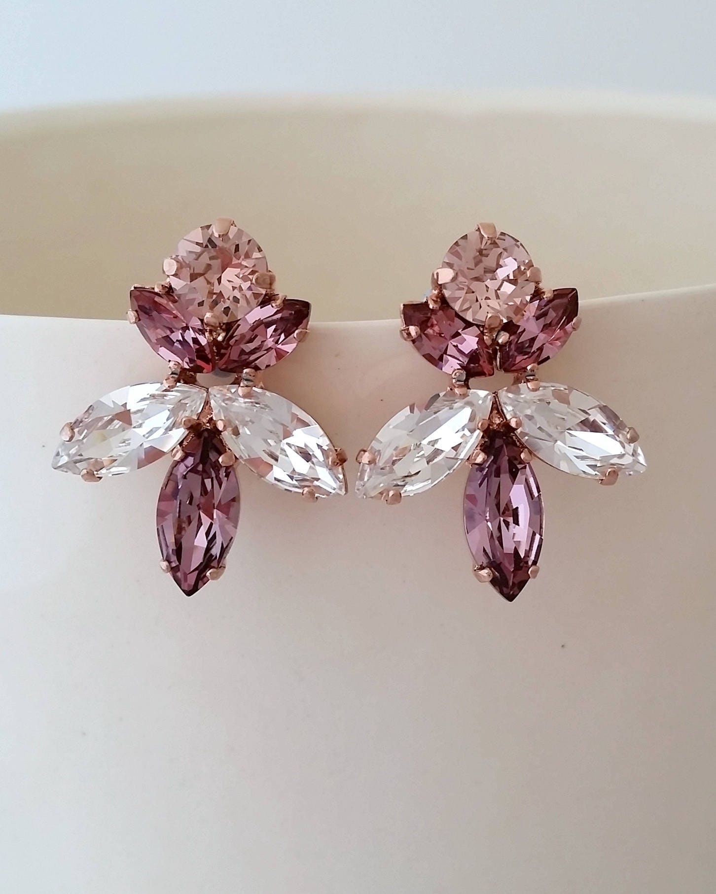 Blush earringsRose gold earringsBlush Bridal | Etsy