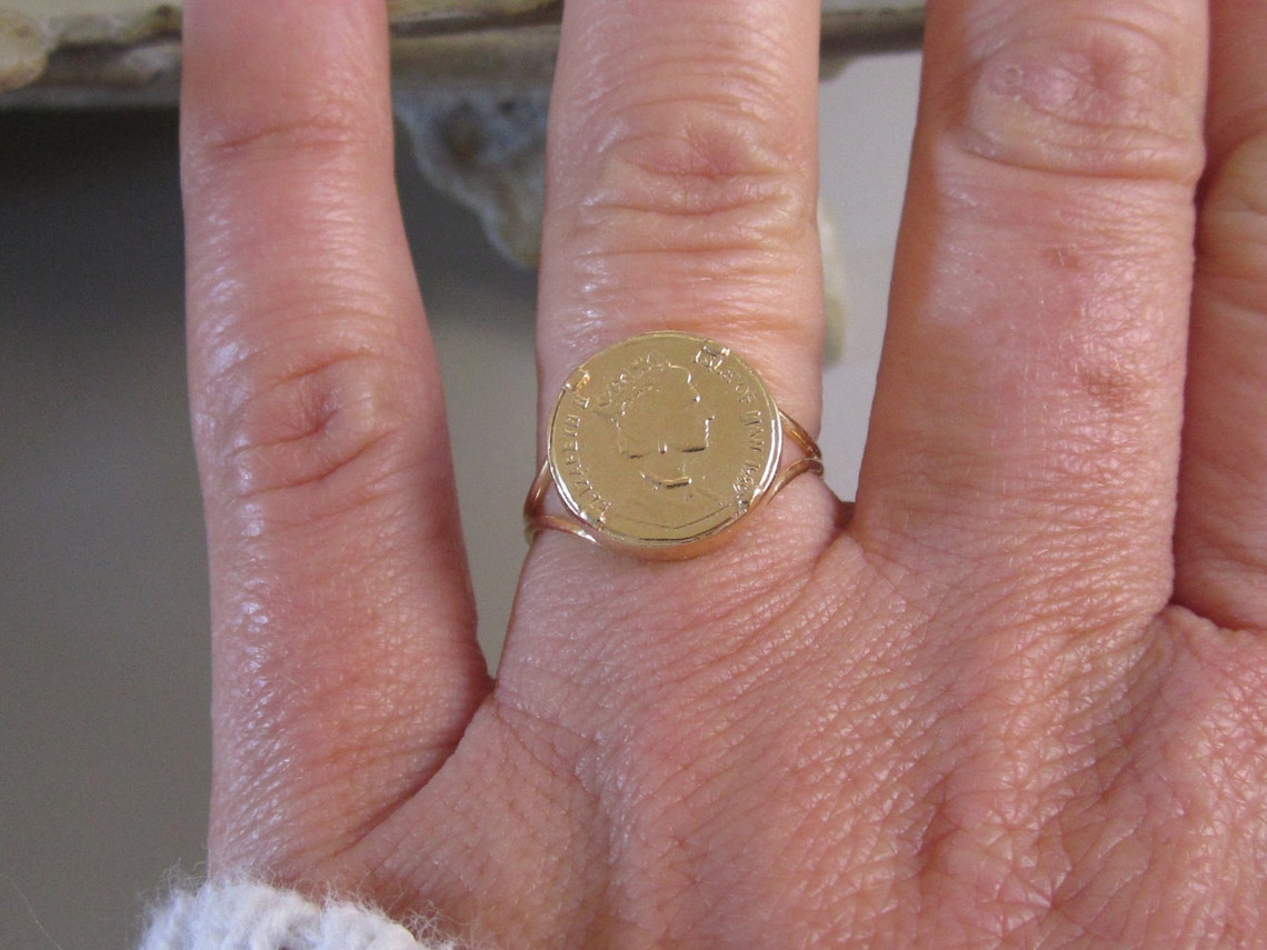 Gold Coin Ring, Coin Ring, Vintage Ring, Signet Ring, Statement Ring ...