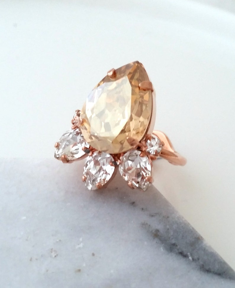 Champagne Ring,chamapgne Statement Ring,champagne Cocktail Ring,bridal ...